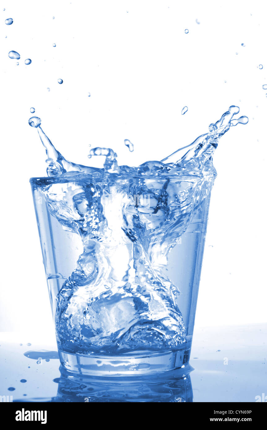 fresh water in glass with ice cubes Stock Photo - Alamy
