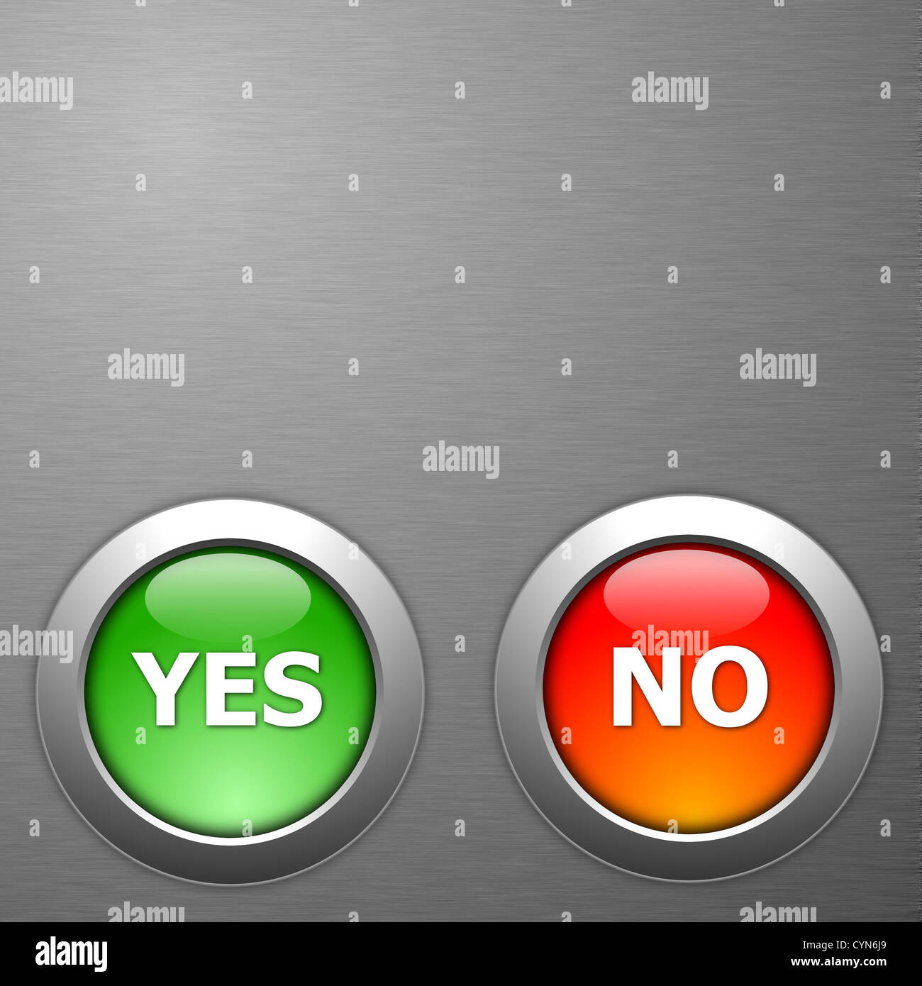 yes and no button on metal background with copyspace Stock Photo - Alamy