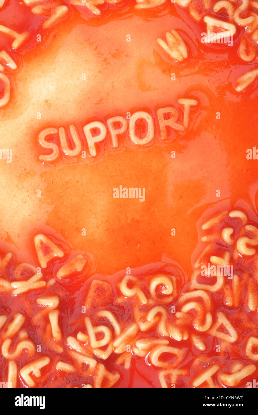 support or help concept with red pasta snack Stock Photo - Alamy