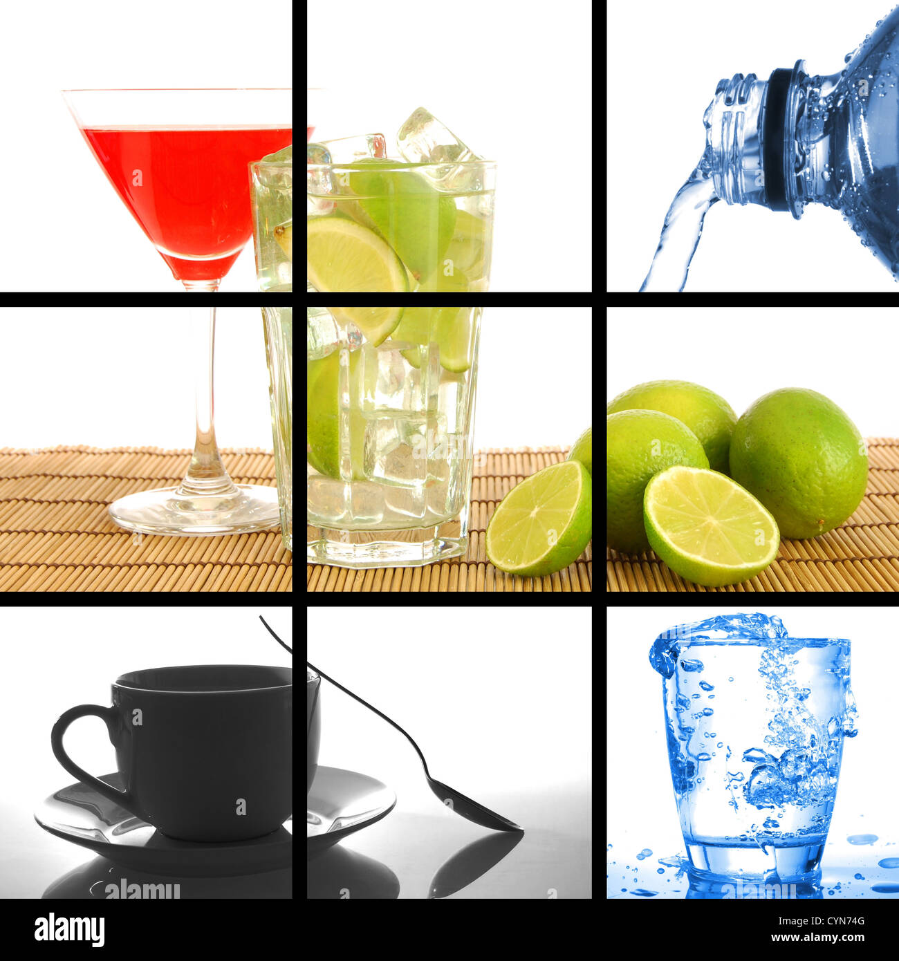 food and drink concept with collage or collection Stock Photo - Alamy