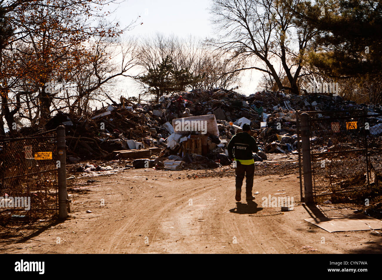 Ballfield now a dump after super storm sandy Stock Photo - Alamy