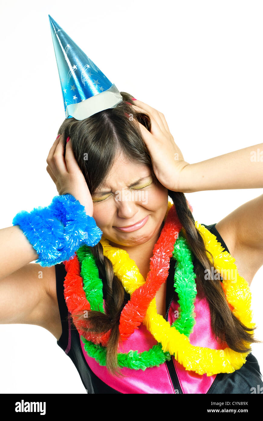 portrait of an unhappy crying girl celebrating her birthday Stock Photo ...