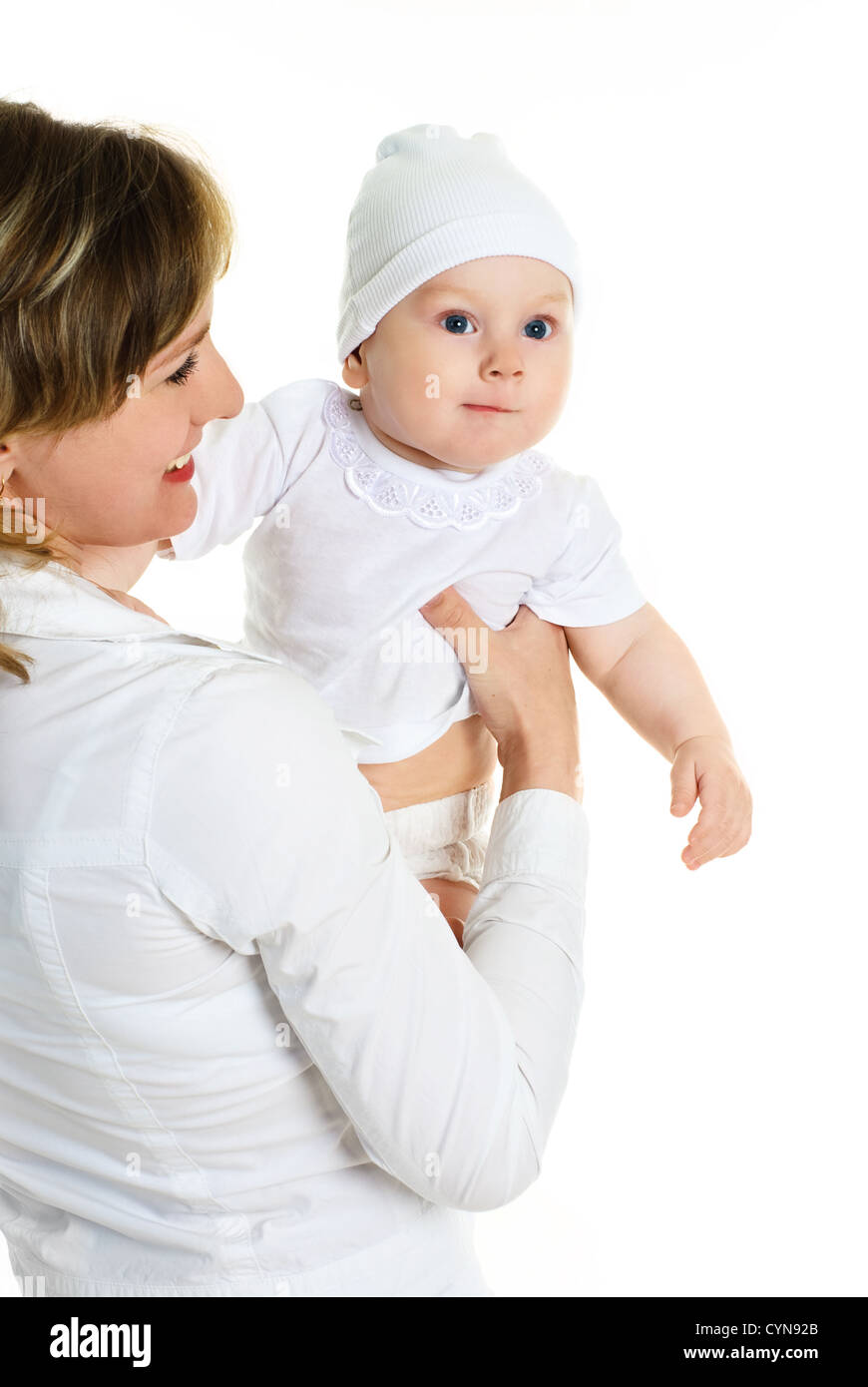 portrait of a happy young mother holding her little baby Stock Photo ...