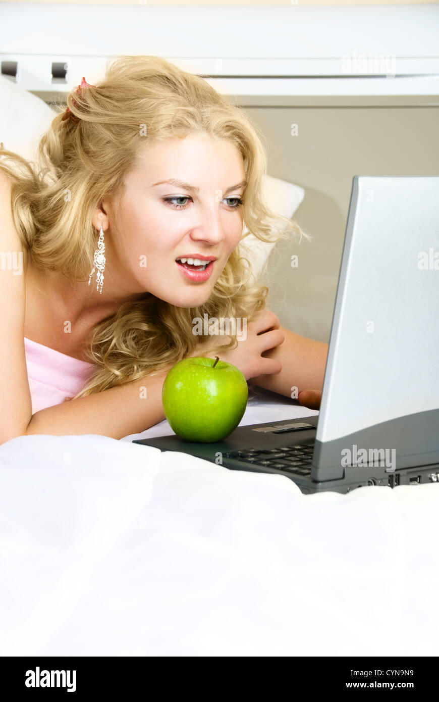 beautiful girl with a laptop Stock Photo - Alamy