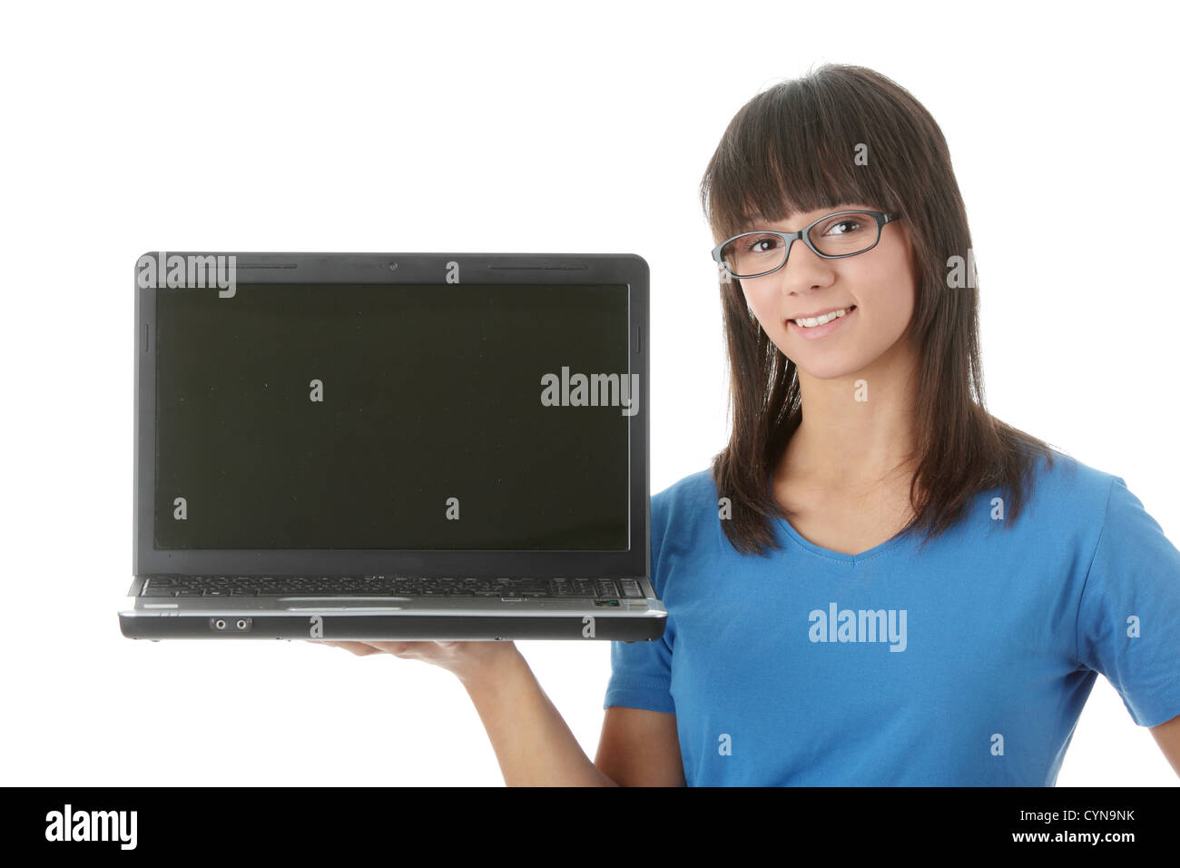 Girl with a laptop Stock Photo - Alamy