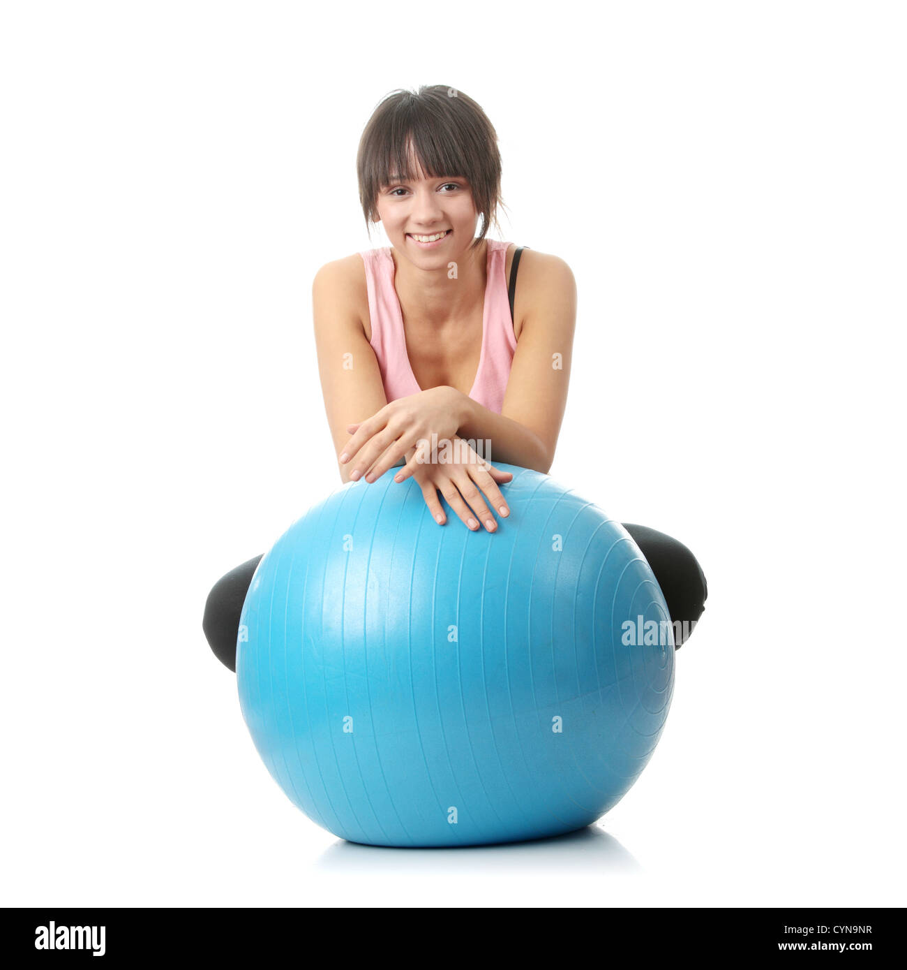 Beautiful young woman doing exercise , isolated Stock Photo - Alamy