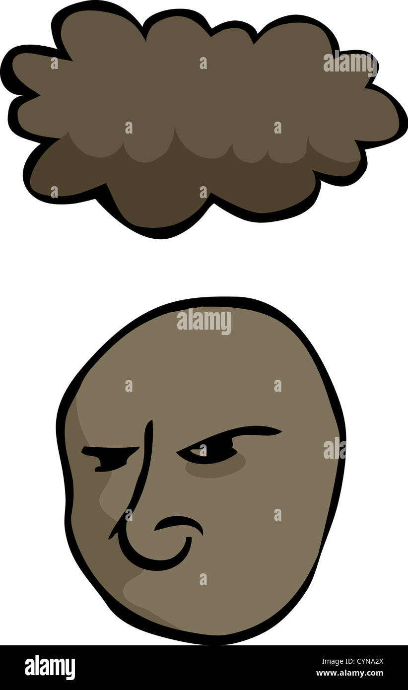 Angry face with cloud hanging above it Stock Photo - Alamy