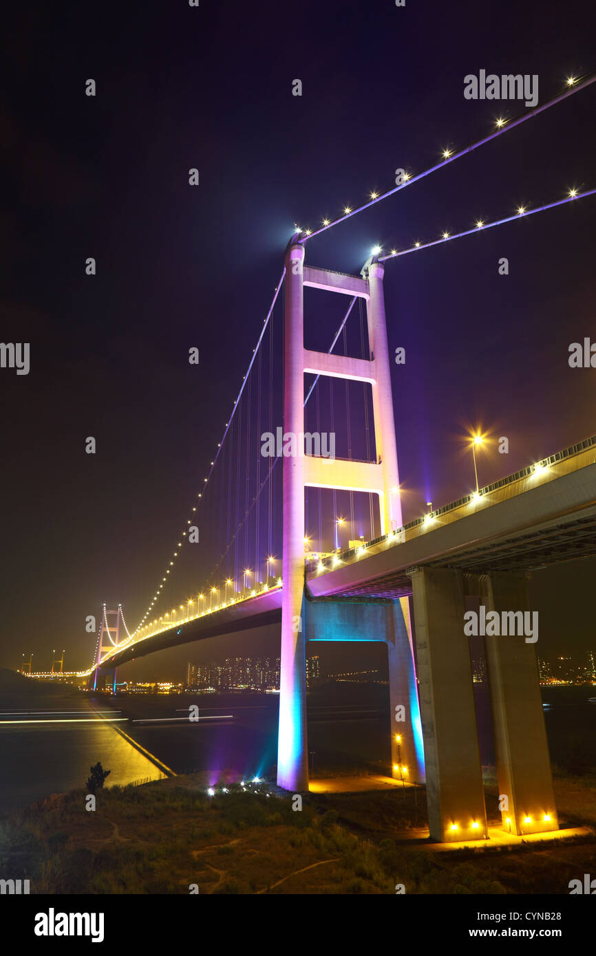 Tsing Ma Bridge at night Stock Photo - Alamy