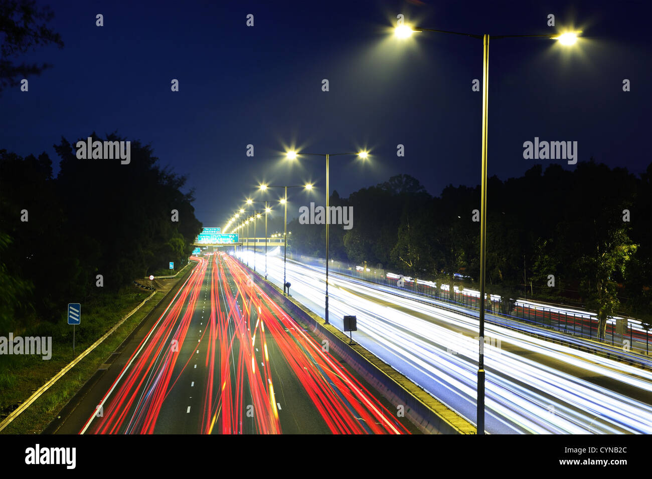 highway with car light Stock Photo - Alamy