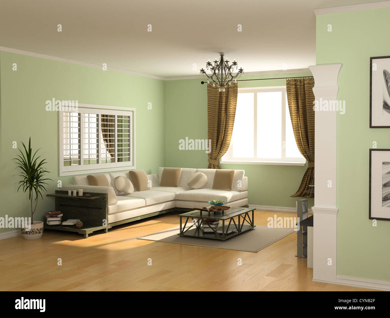 modern interior design (private apartment 3d rendering Stock Photo - Alamy