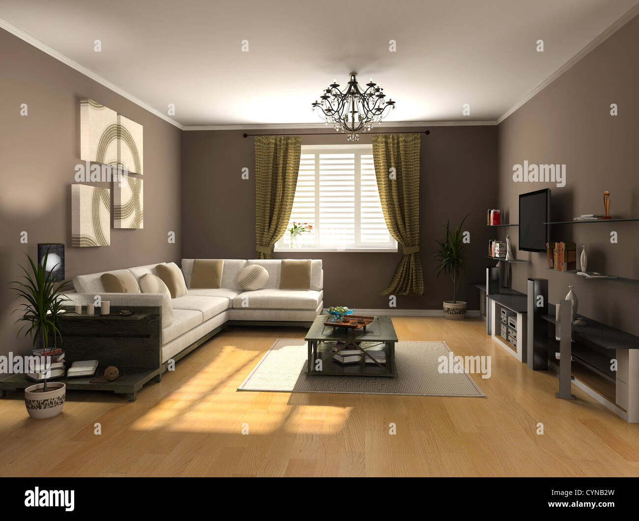 modern interior design (private apartment 3d rendering Stock Photo - Alamy