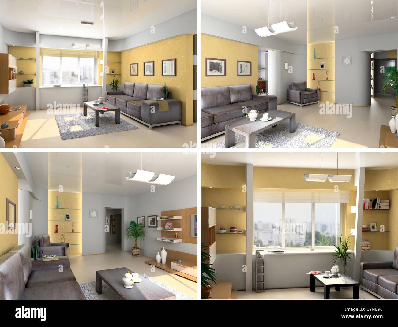 modern interior image set (3D rendering Stock Photo - Alamy