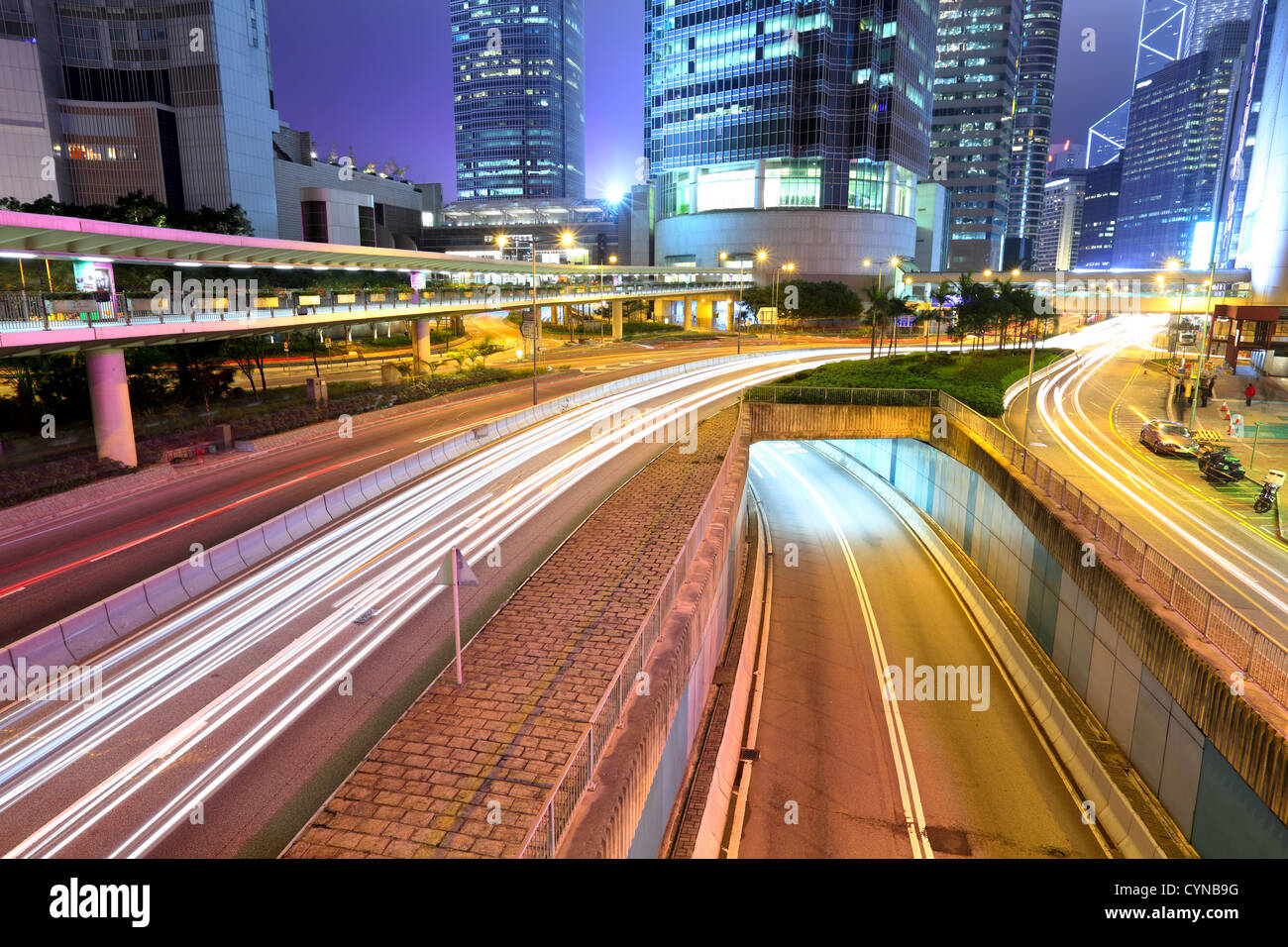 city in night with busy traffic Stock Photo - Alamy