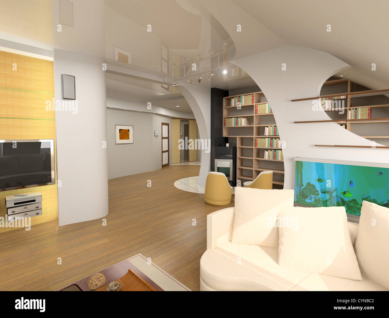 modern interior design (computer generated image 3D Stock Photo - Alamy