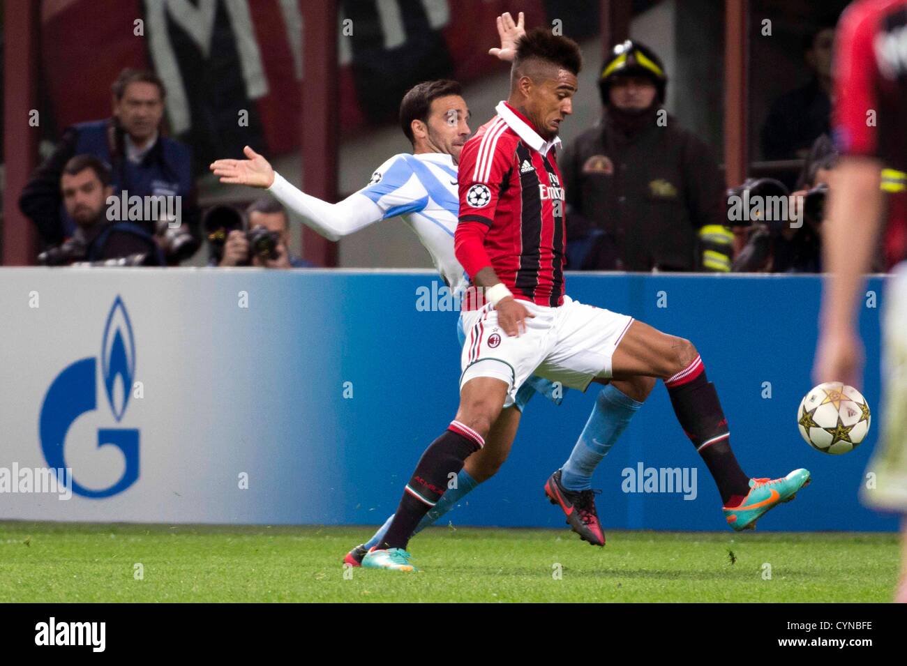 Jesus Gamez (Malaga), Kevin Prince Boateng (Milan), NOVEMBER 6, 2012 ...