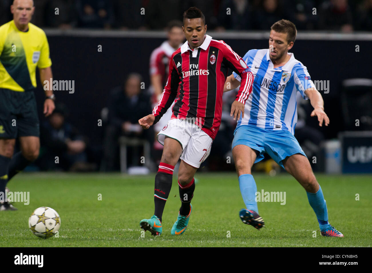 Robinho (Milan), Ignacio Camacho (Malaga), NOVEMBER 6, 2012 - Football ...