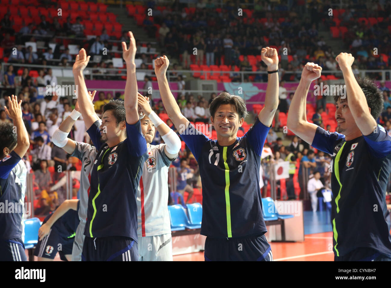 (L-R) Wataru Kitahara, Kazuyoshi Miura, Tetsuya Murakami (JPN), NOVEMBER 7, 2012 - Futsal ...