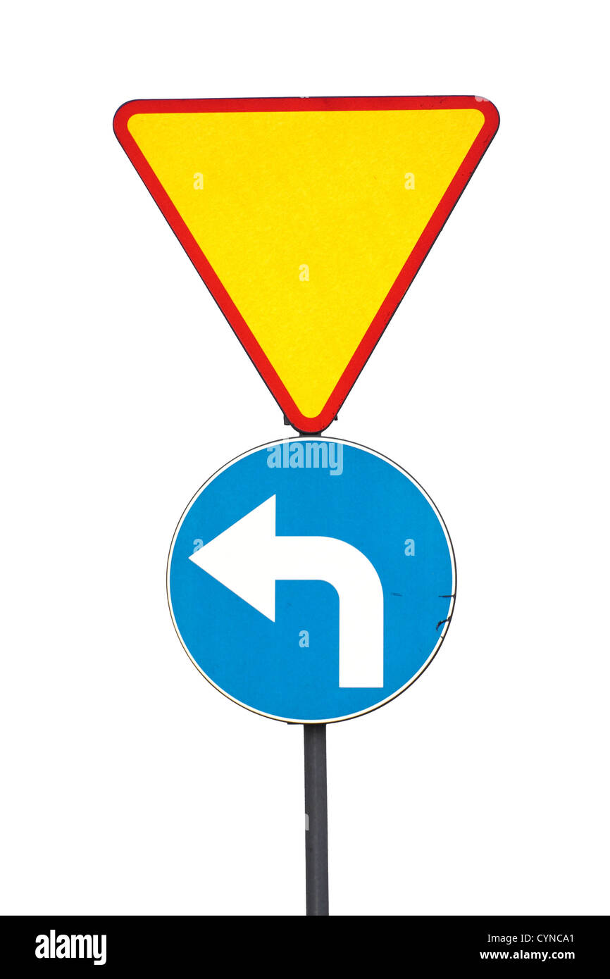 Triangle traffic sign isolated on white background Stock Photo - Alamy