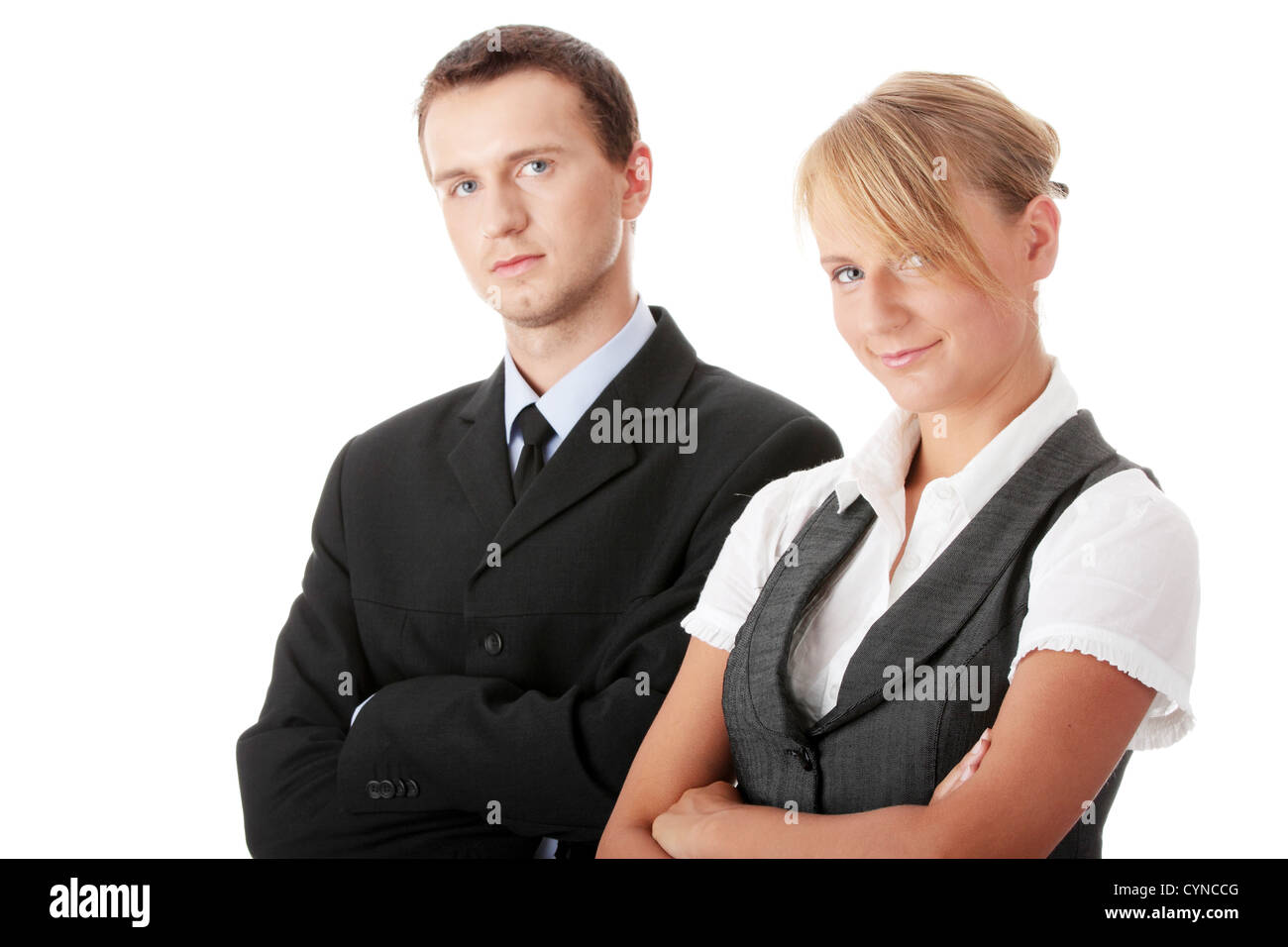 Young attractive business people isolated Stock Photo - Alamy
