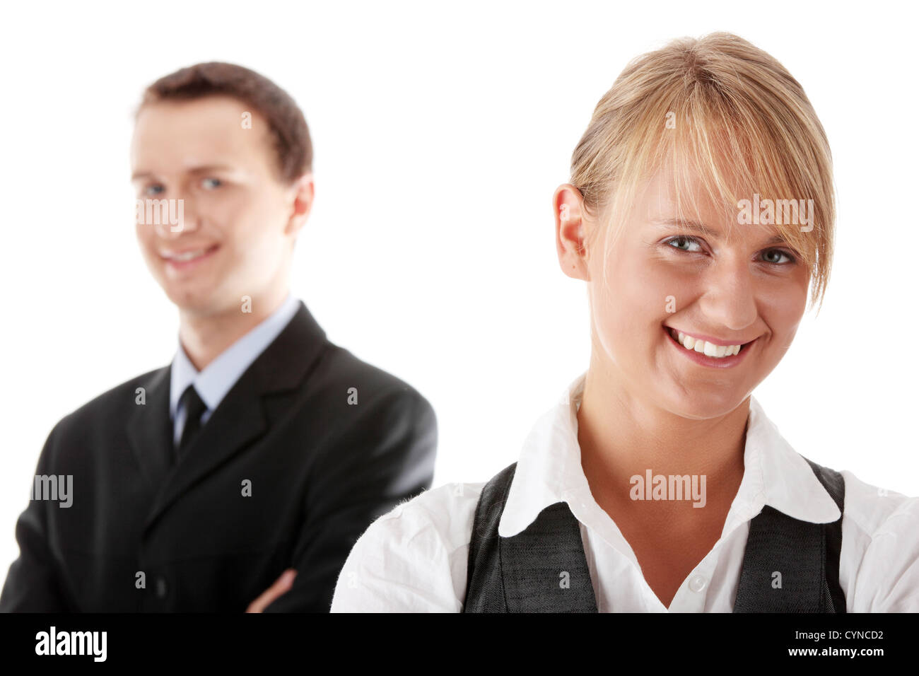 Young attractive business people isolated Stock Photo - Alamy