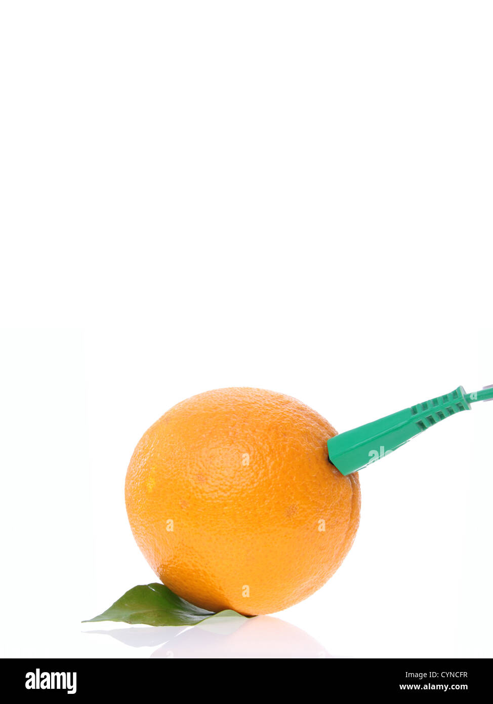 Orange with electrical cable Stock Photo - Alamy