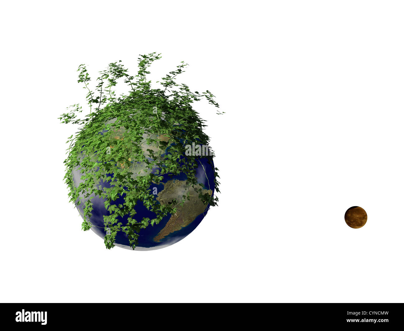 eath planet growth by plant with the moon over the white background ...