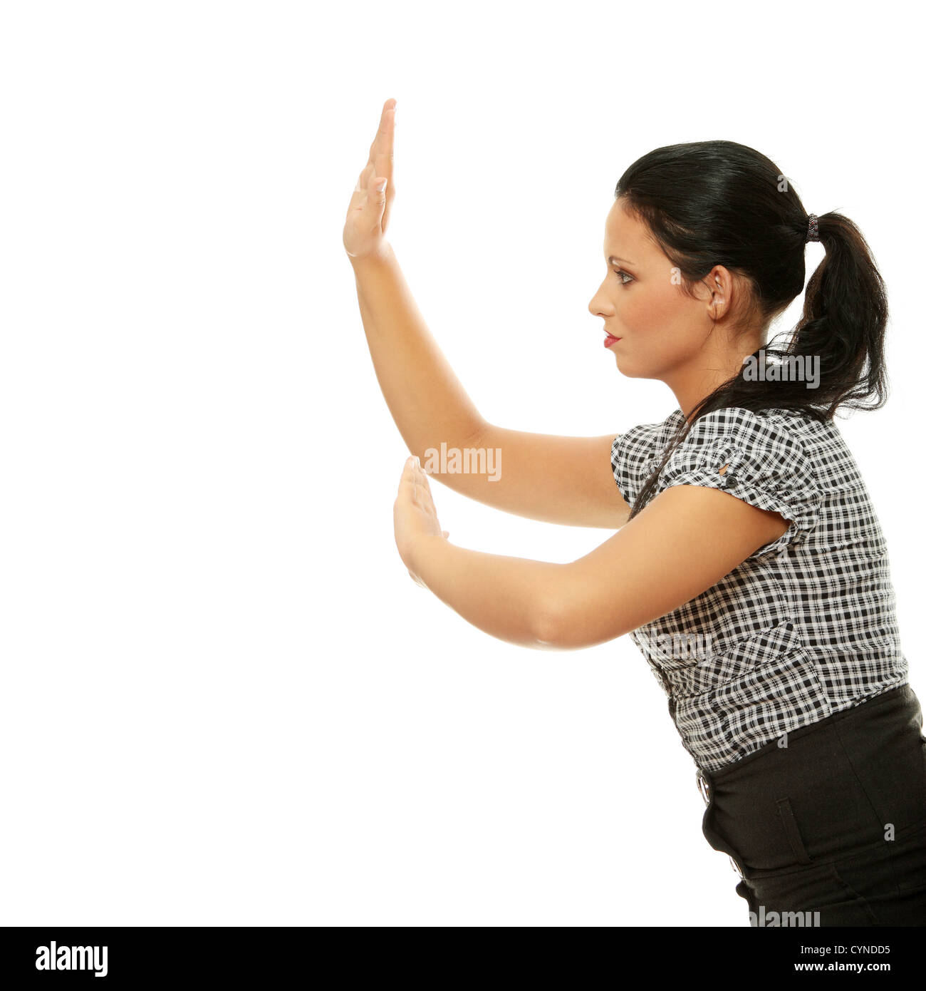 Girl Pushing Wall Stock Photos & Girl Pushing Wall Stock Images - Alamy