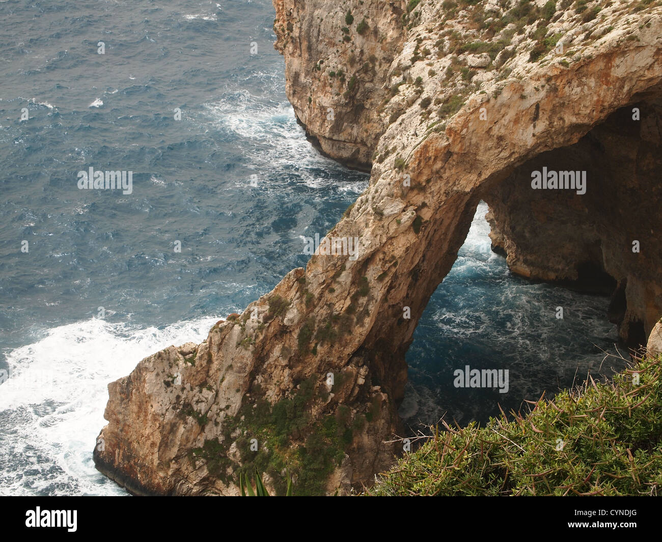 Beautiful shot of the natural arch of Azure Window on the body of the ...