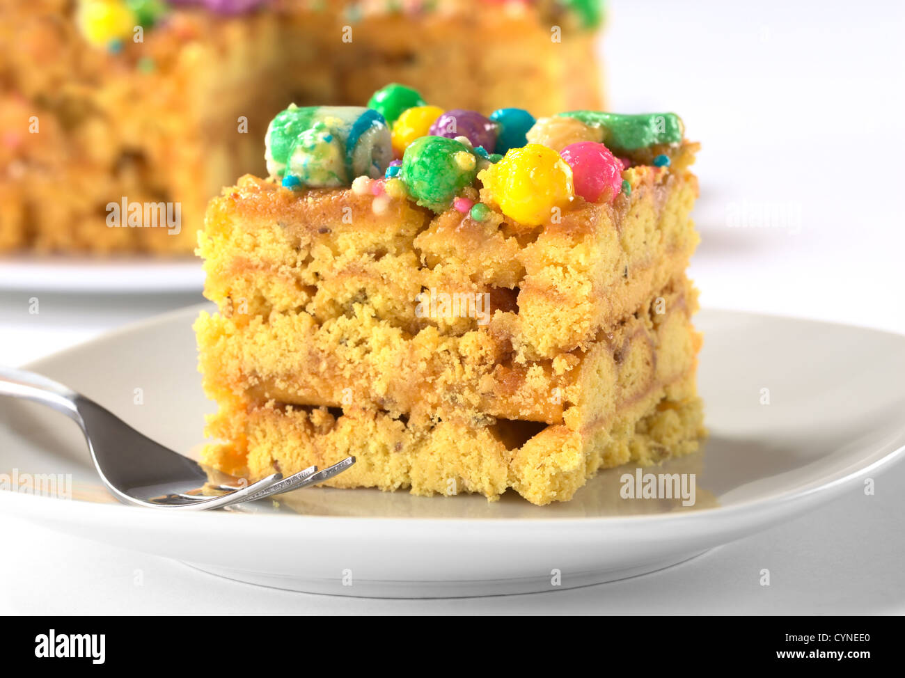 Peruvian colorful cake called Turron flavored with anis, sesame, dried ...