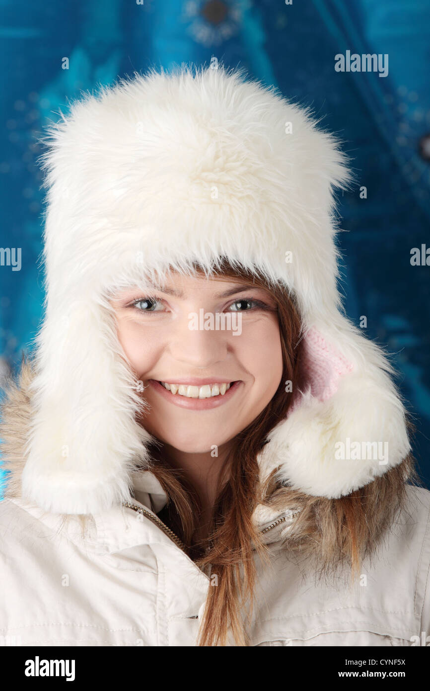 Beautiful teen woman in winter clothes Stock Photo - Alamy