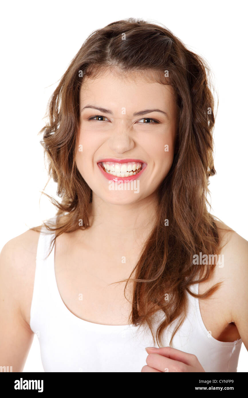 Portrait of angry young teen woman Stock Photo - Alamy
