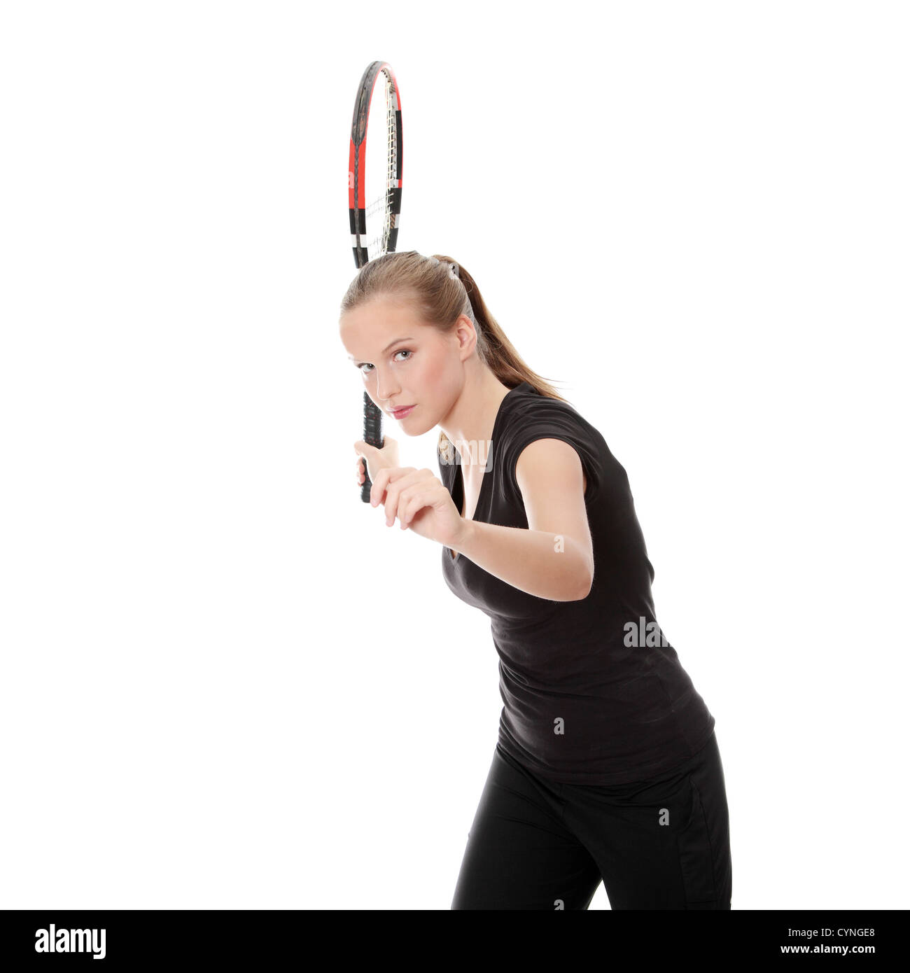 Teen tennis player, isolated on white Stock Photo - Alamy