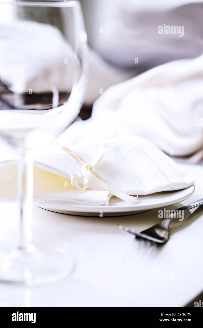 Tables set for meal in restaurant close up Stock Photo - Alamy