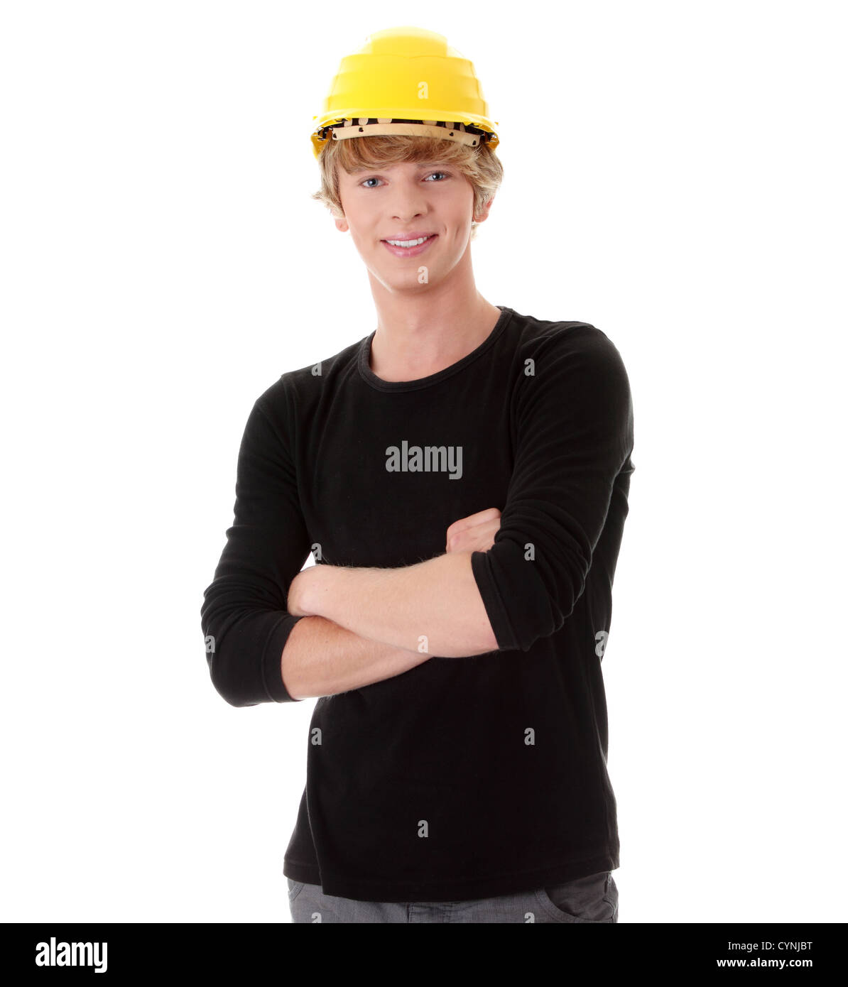 Young workman helmet in white hi-res stock photography and images - Alamy