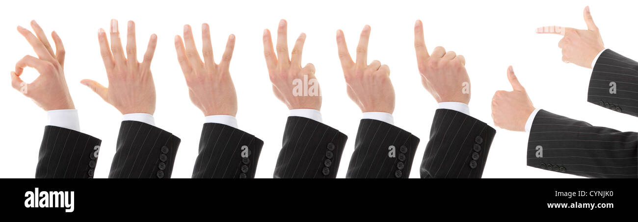 Set of gesturing hands isolated on white background Stock Photo - Alamy