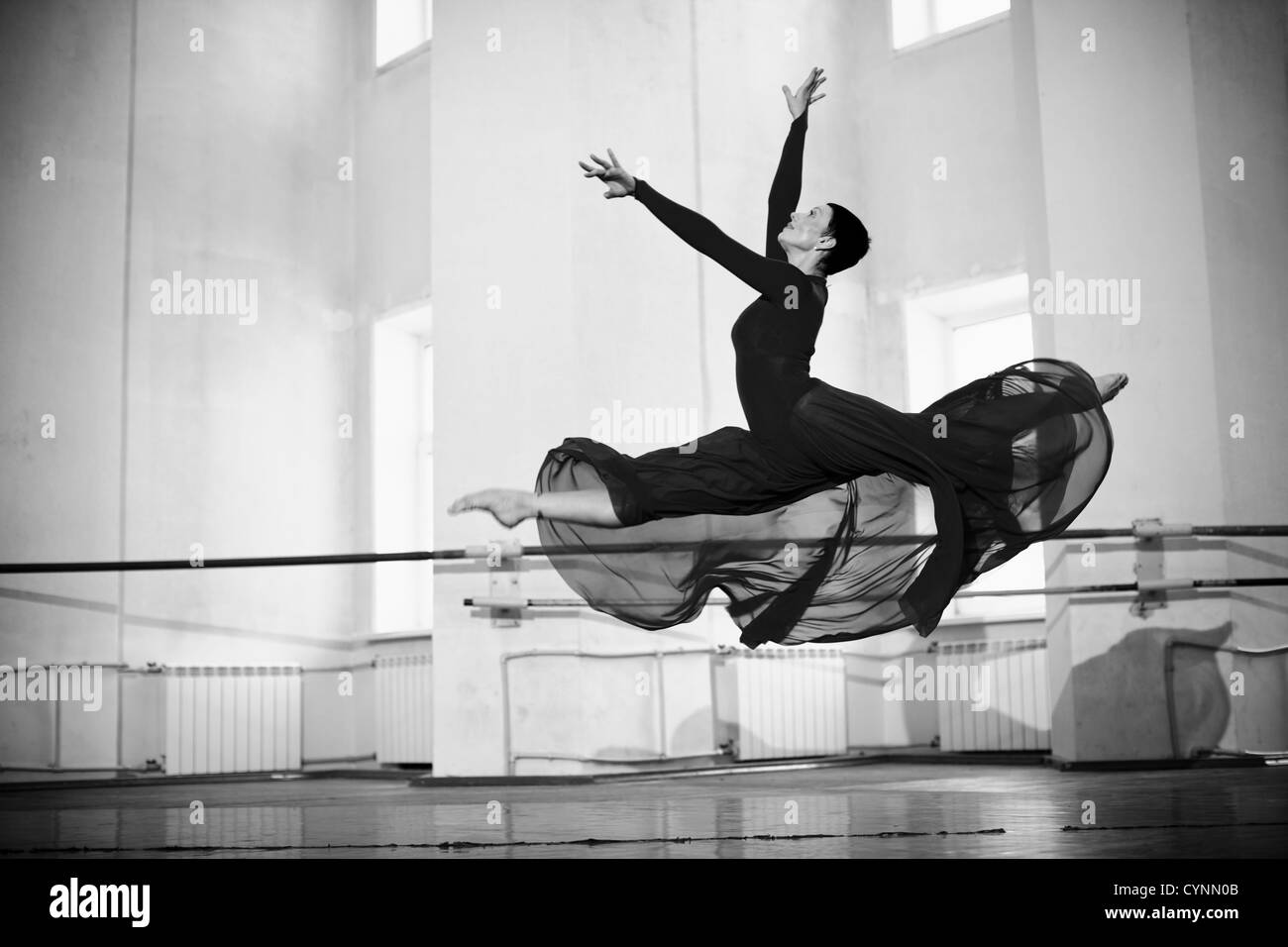 Ballet Dancing Black And White Jump