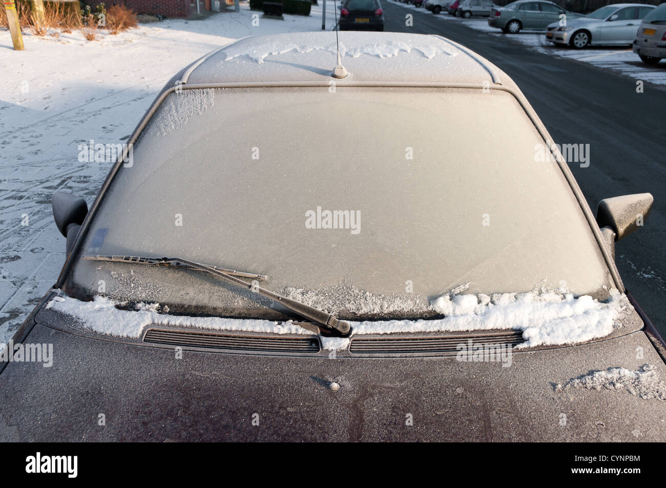 frozen windshield after a very cold night Stock Photo - Alamy
