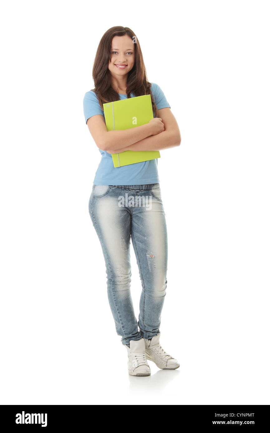 Isolated full length portrait of a beautiful young woman student Stock ...
