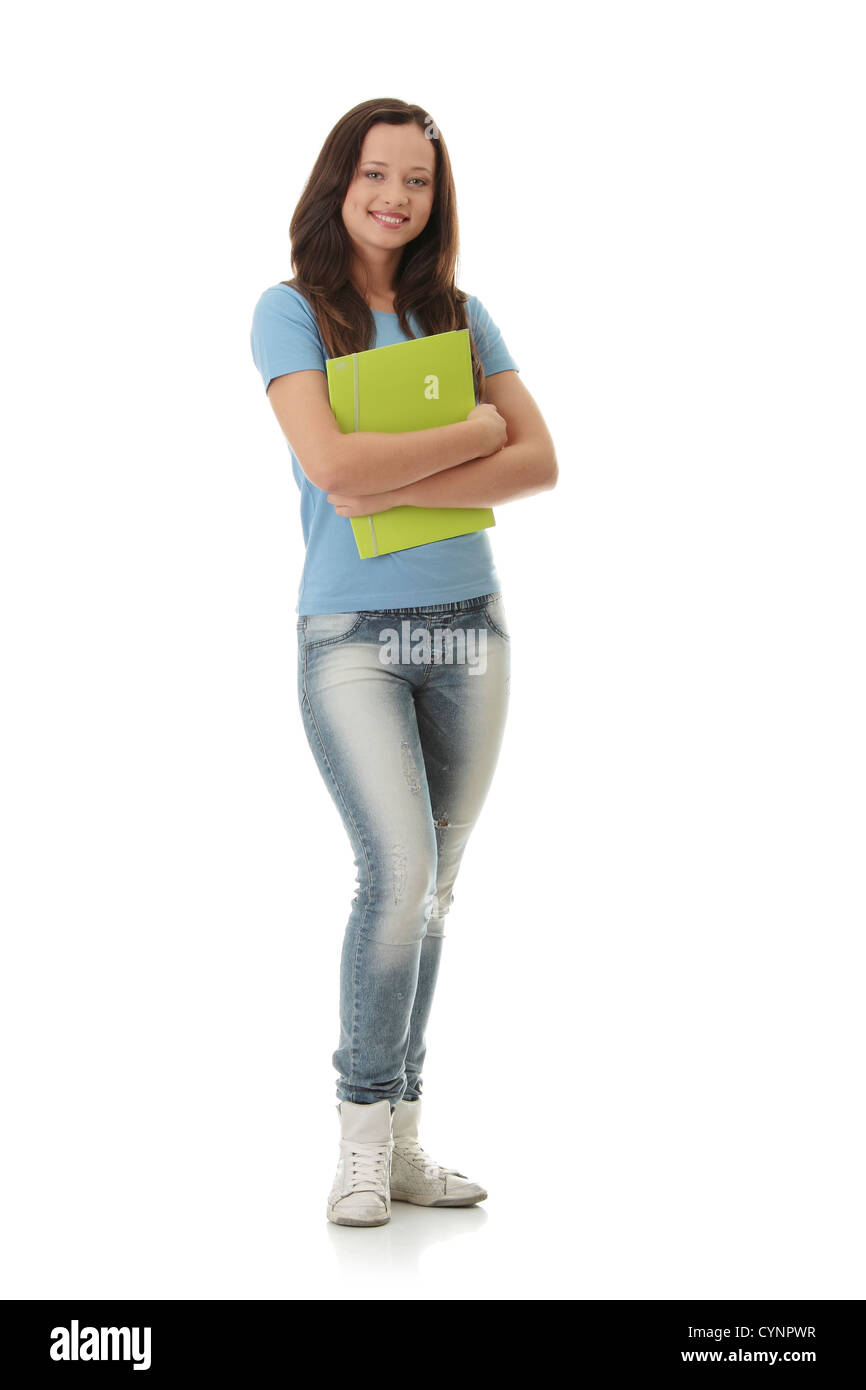 Isolated full length portrait of a beautiful young woman student Stock ...