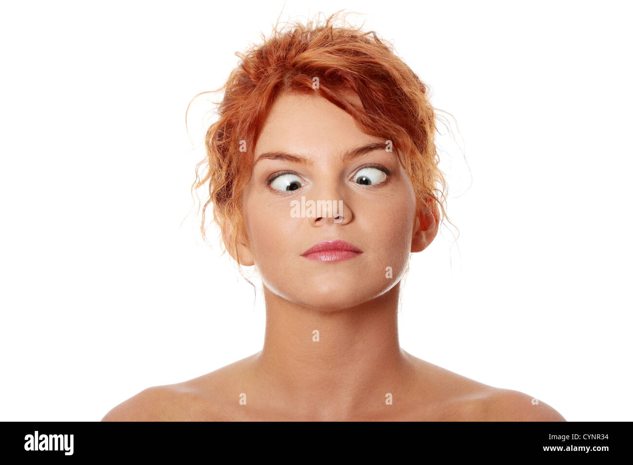 Woman making squint Stock Photo - Alamy