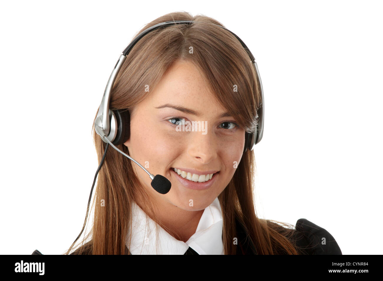 Beautiful Call Center Woman Stock Photo - Alamy