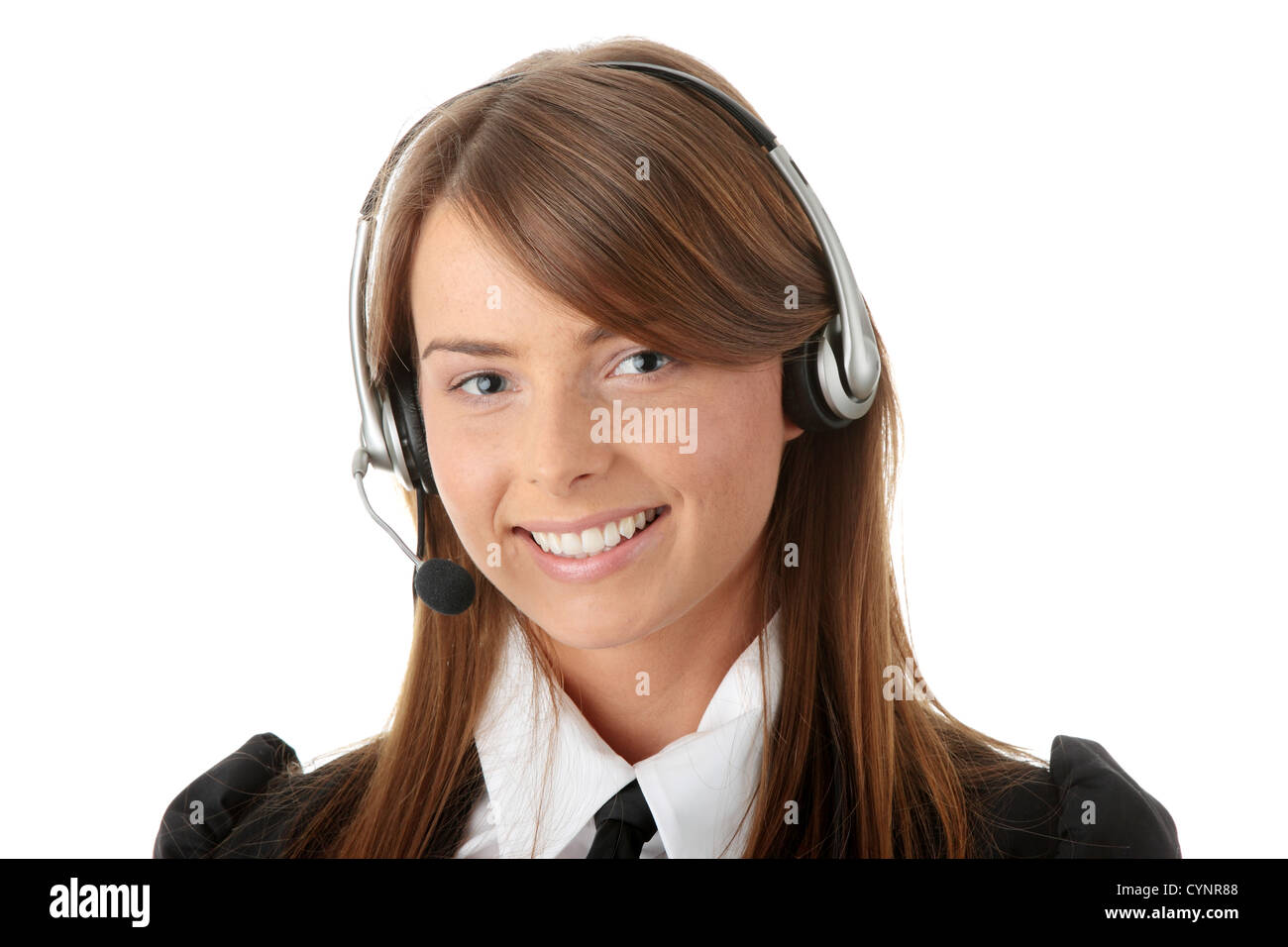 Beautiful Call Center Woman Stock Photo - Alamy