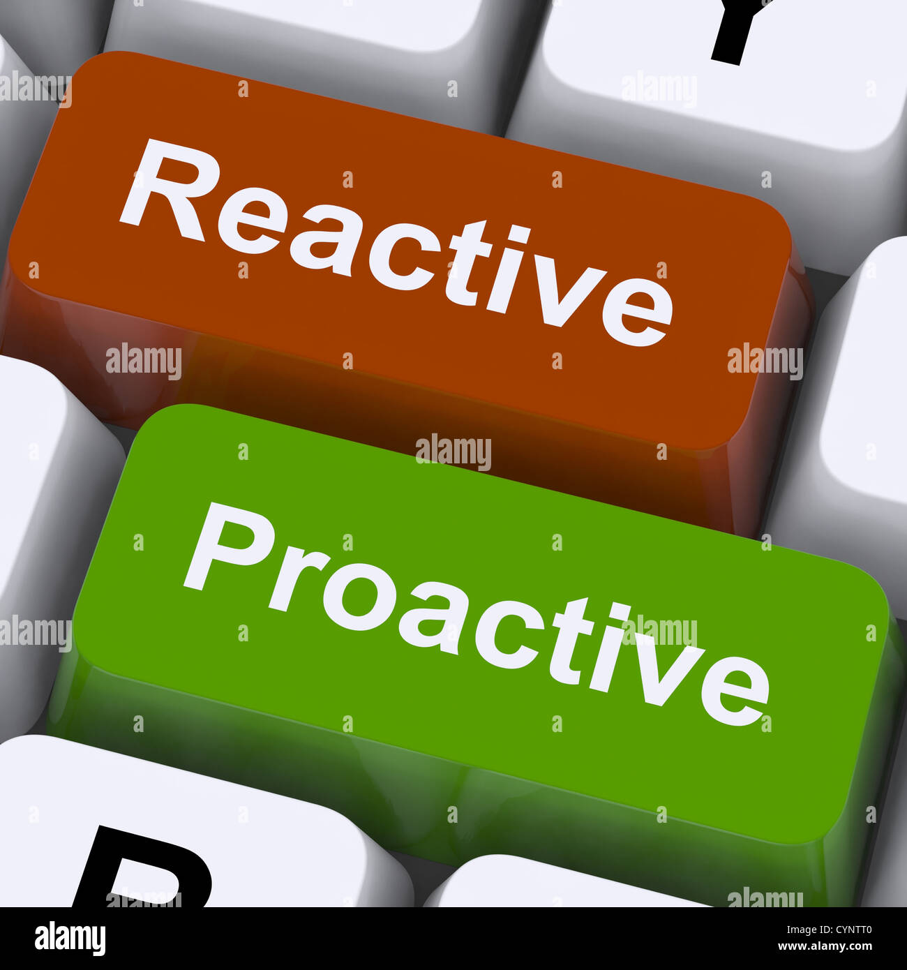 Proactive And Reactive Keys Showing Initiative And Improvement Stock ...