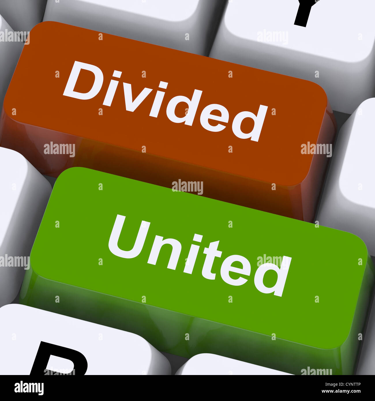 Divided And United Keys Showing Partnership Or Teamwork Stock Photo - Alamy