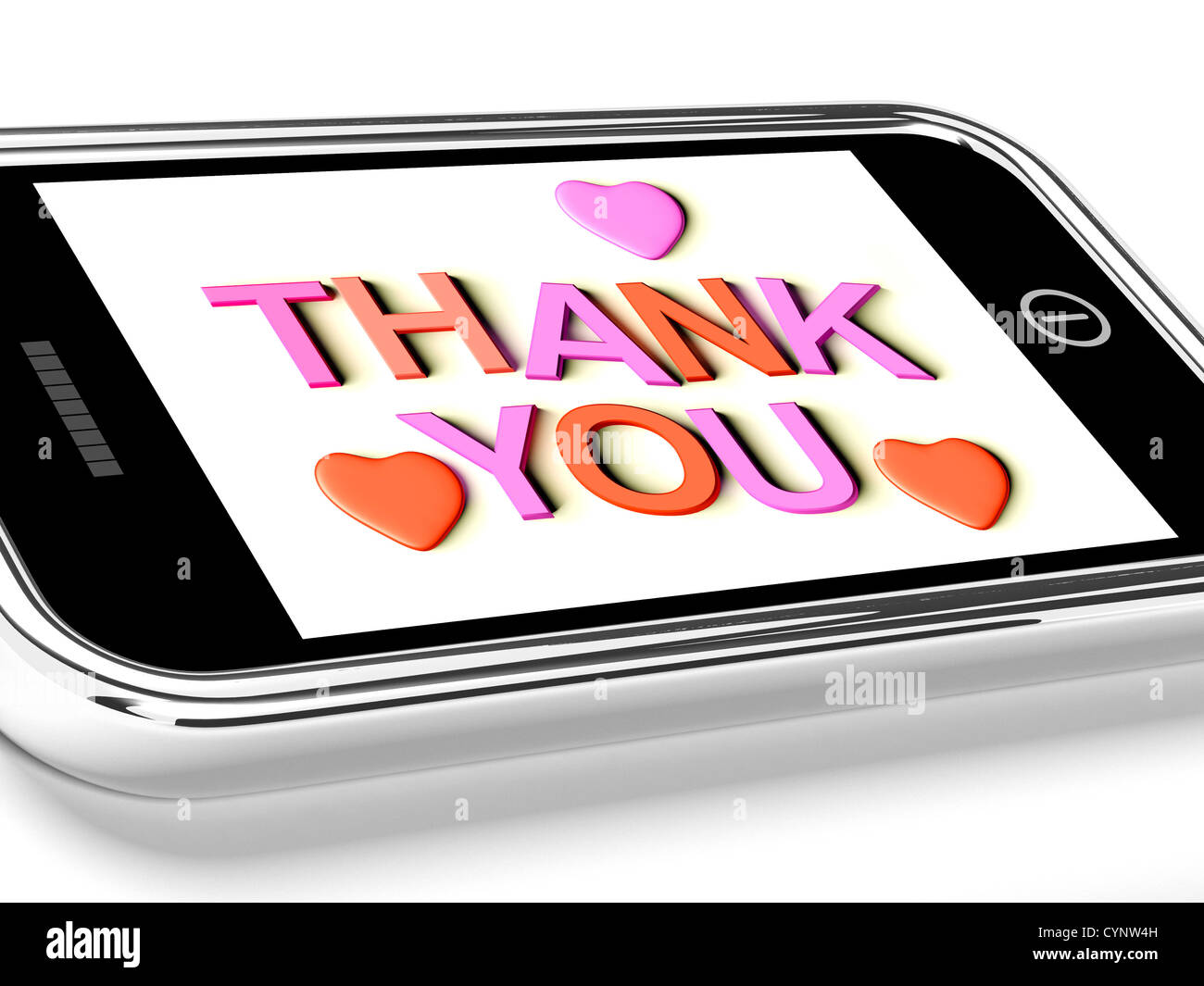 Thank You And Hearts Message As Thanks Received On Mobile Phone Stock ...