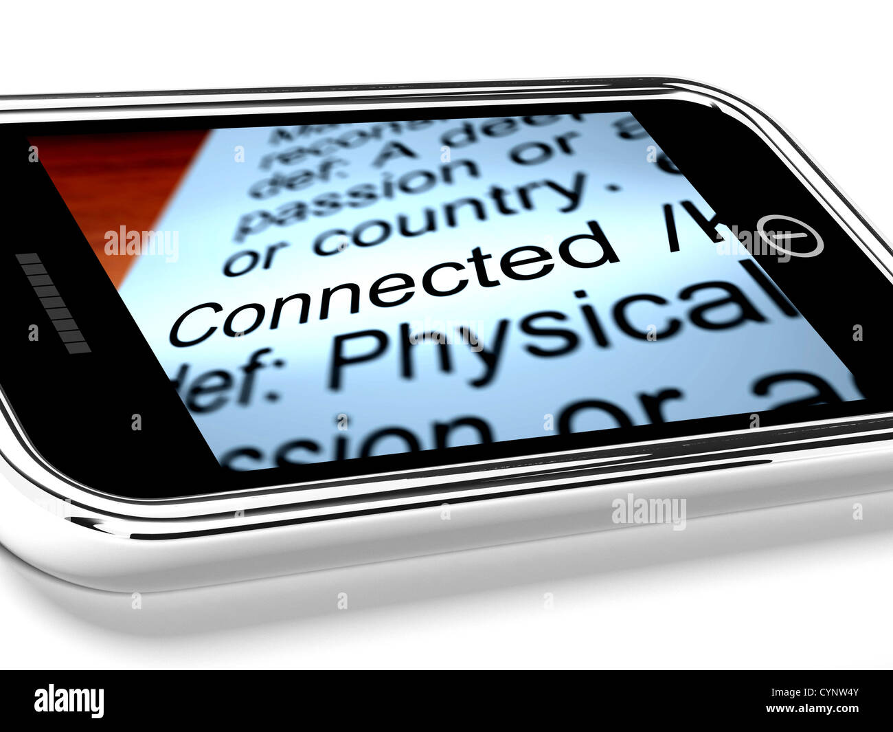 Connected Definition On Mobile Phone Shows An Online Connection Stock ...