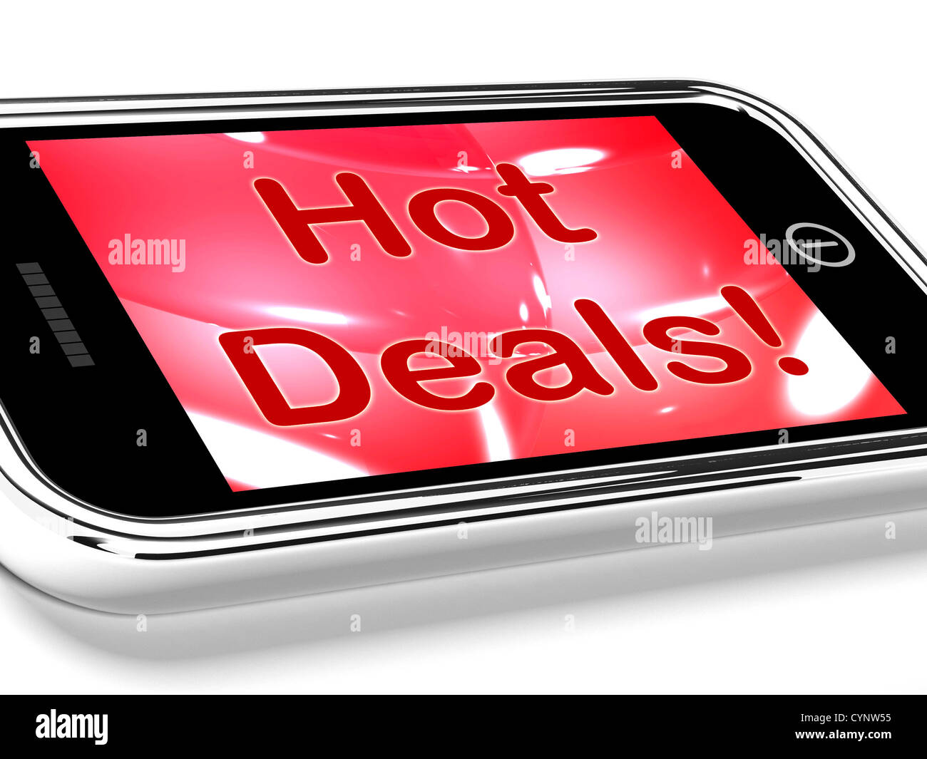 Hot Deals On Mobile Screen Representing Discounts Online Stock Photo ...
