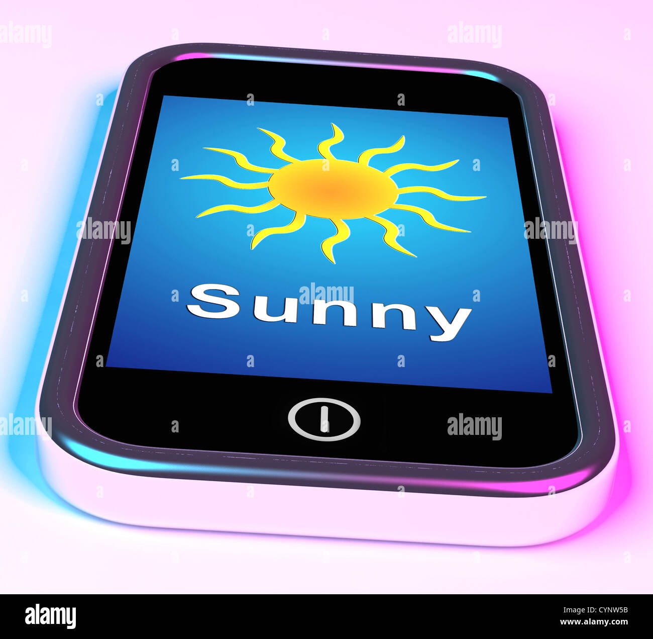 Mobile Smartphone Showing Sunny Weather Forecast Stock Photo - Alamy