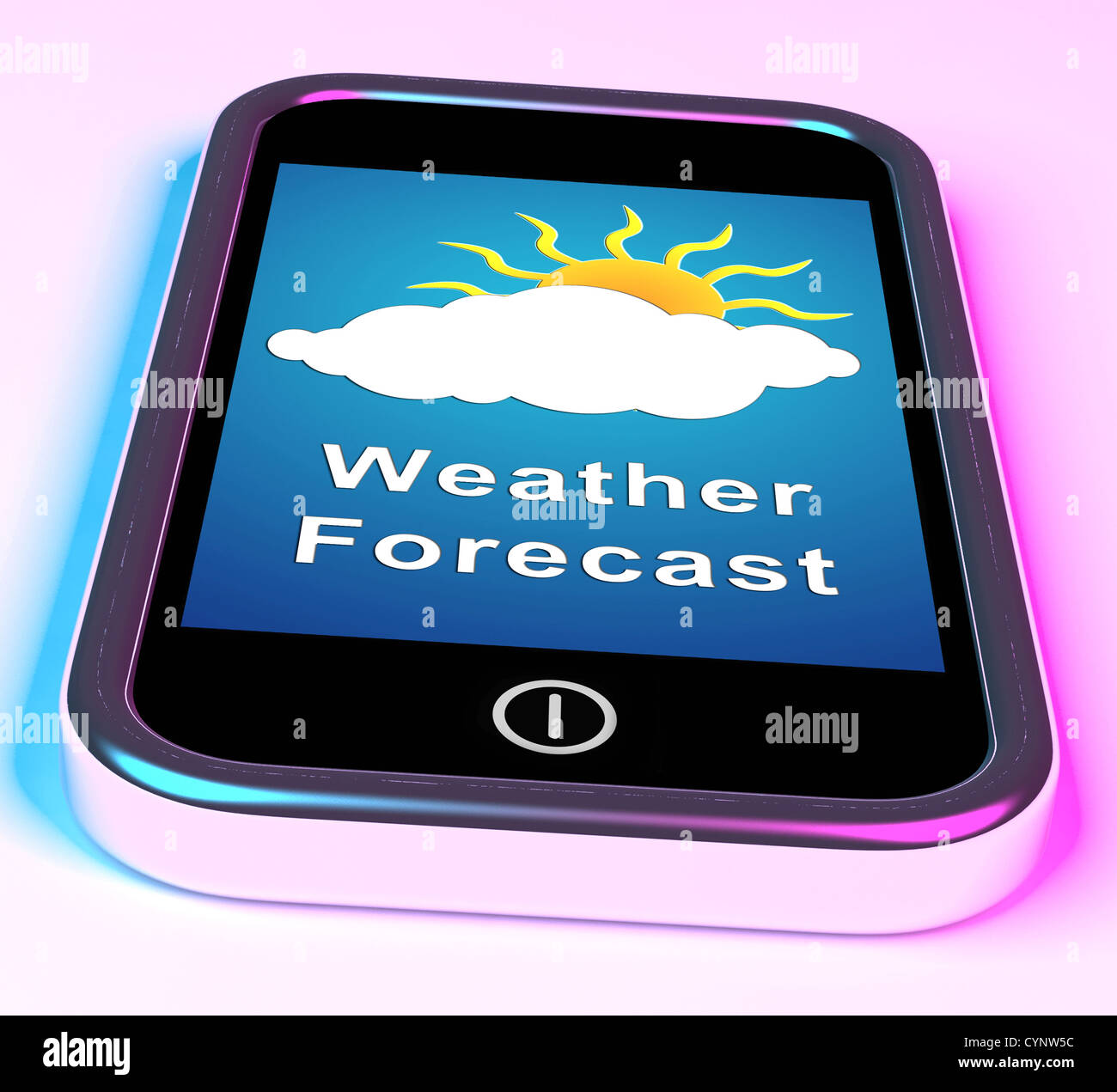 Mobile Phone Showing Cloudy Sun Weather Forecast Stock Photo - Alamy