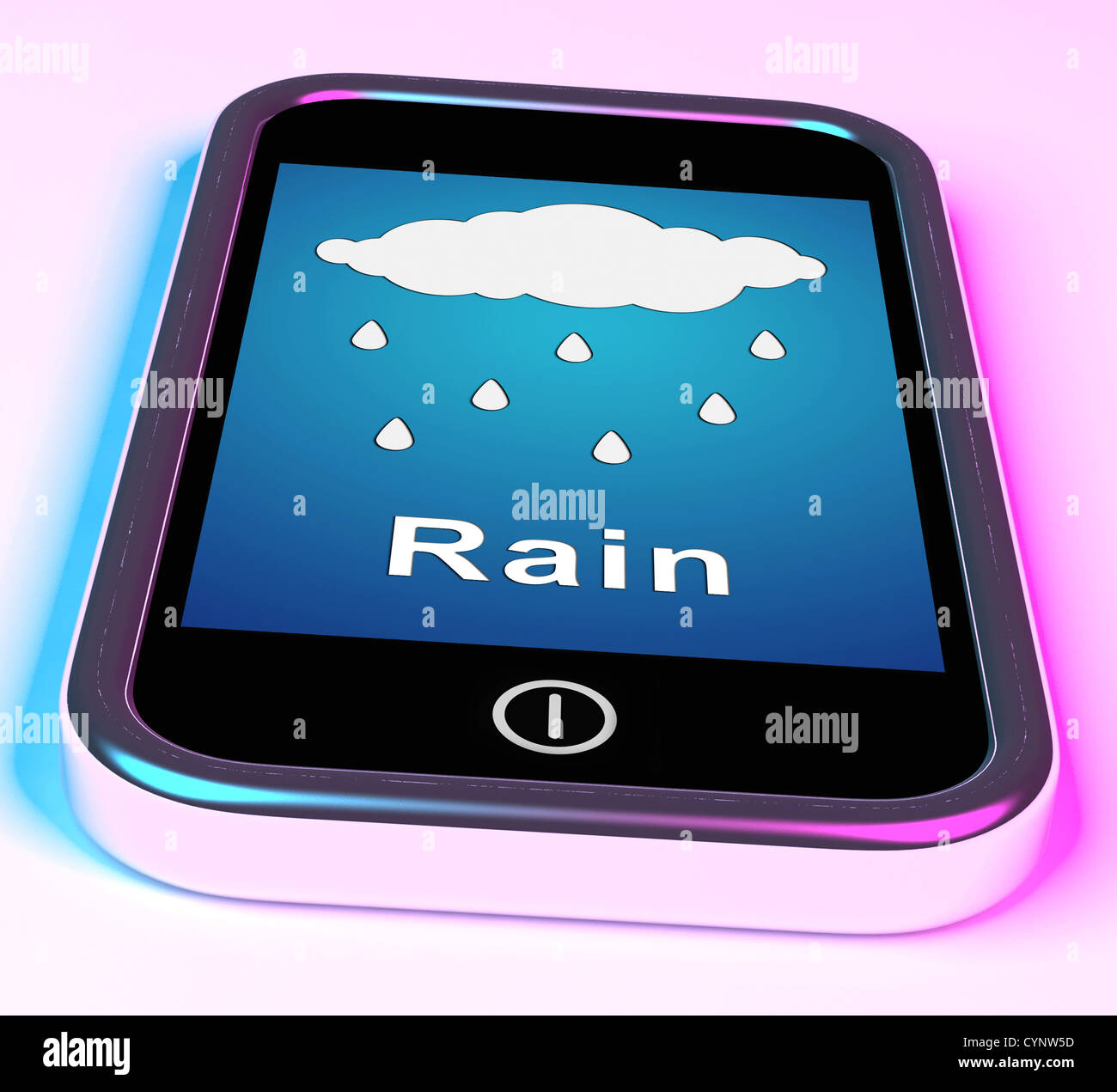 Mobile Smartphone Showing Rain Weather Forecast Stock Photo - Alamy